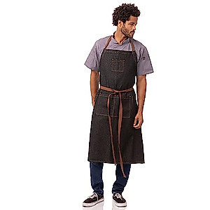 Chef Works Unisex Memphis Chefs Bib Apron, Black, One Size