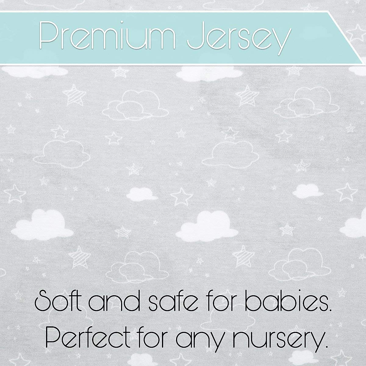 Kids N’ Such Pack N Play Fitted Sheet Set for Pack N Play Mattress Pad, Elephants, Stars, & Clouds, 2 Pack