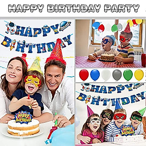 Space Party Decorations, Outer Space Theme Birthday Supplie, Solar System Hanging Banner Astronaut, Spaceship Rocket Galaxy Party Decor, Planet Birthday Party Banner for Boys Kids