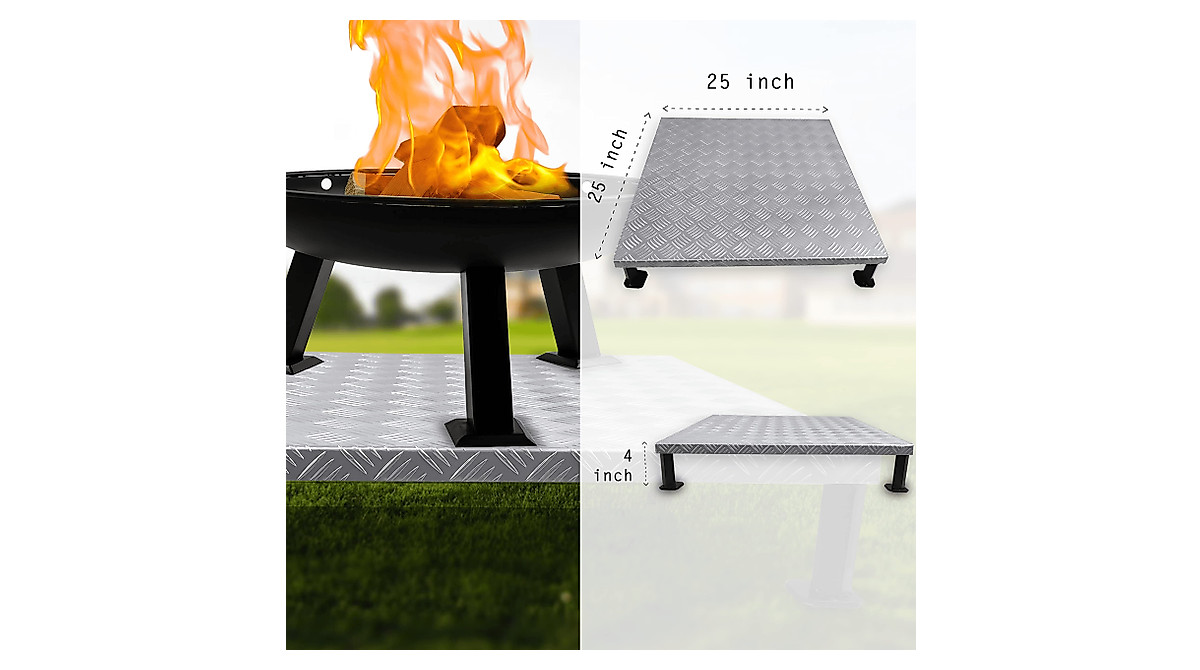 FEBTECH Portable Fire Pit Deck Defender & Grass Guard Heat Shield 25 ...