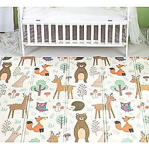 Play Mat Playmat Baby Mat Folding Crawling Large Foam Mat Portable Playmat for Babies (Fox)