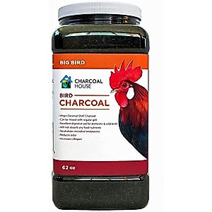 1 Gallon Jar Large Bird Granular Activated Charcoal 100% Virgin Coconut Shell - Not from China- for Health, Odor Control, Digestion, Scratch, for Chickens, Pigeons, Parrots, Turkeys, and More