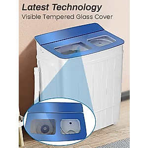 Pataku Portable Washing Machine, Compact Twin Tub Mini Washing Machine, 17.6 LBS Washer and Dryer Combo with Soaking Function, Semi-Automatic for Apartment, Dorms, RVs, Camping (White & Blue)