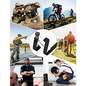 JUKMO Tactical Belt, Military Hiking Rigger 1.5" Nylon Web Work Belt with Heavy Duty Quick Release Buckle (Black, Medium)