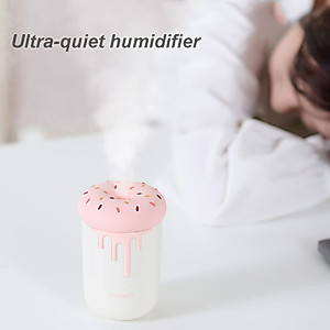 USB Cool Mist Mini Humidifier with Night Light,250ml Sweet Humidifier for Bedroom Home Room Office Car with Adjustable Mist Mode(Pink)