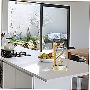 STOBAZA Wall Mounted Pot Lid Rack Utensil Rest Cutting Board Holder Pan Lid Organizer Rack Carbon Steel Lid Stand Kitchen Supplies Kitchen Organization Golden Shelf Storage PC