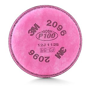 3M P100 Respirator Filter 2096, 1 Pair, Helps Protect Against Oil and Non-Oil Based Particulates, Nuisance Level Acid Gas Relief, Dust, Fumes, and Mists.
