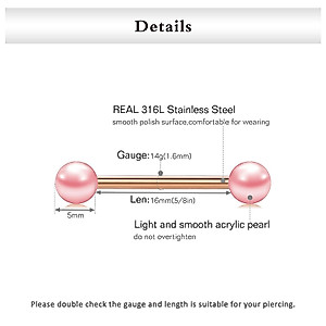 FECTAS 14g Stainless Steel Nipple Rings for Women Nipple Shield Straight Barbells Nipplerings Body Piercing Jewelry Silver Rose Gold