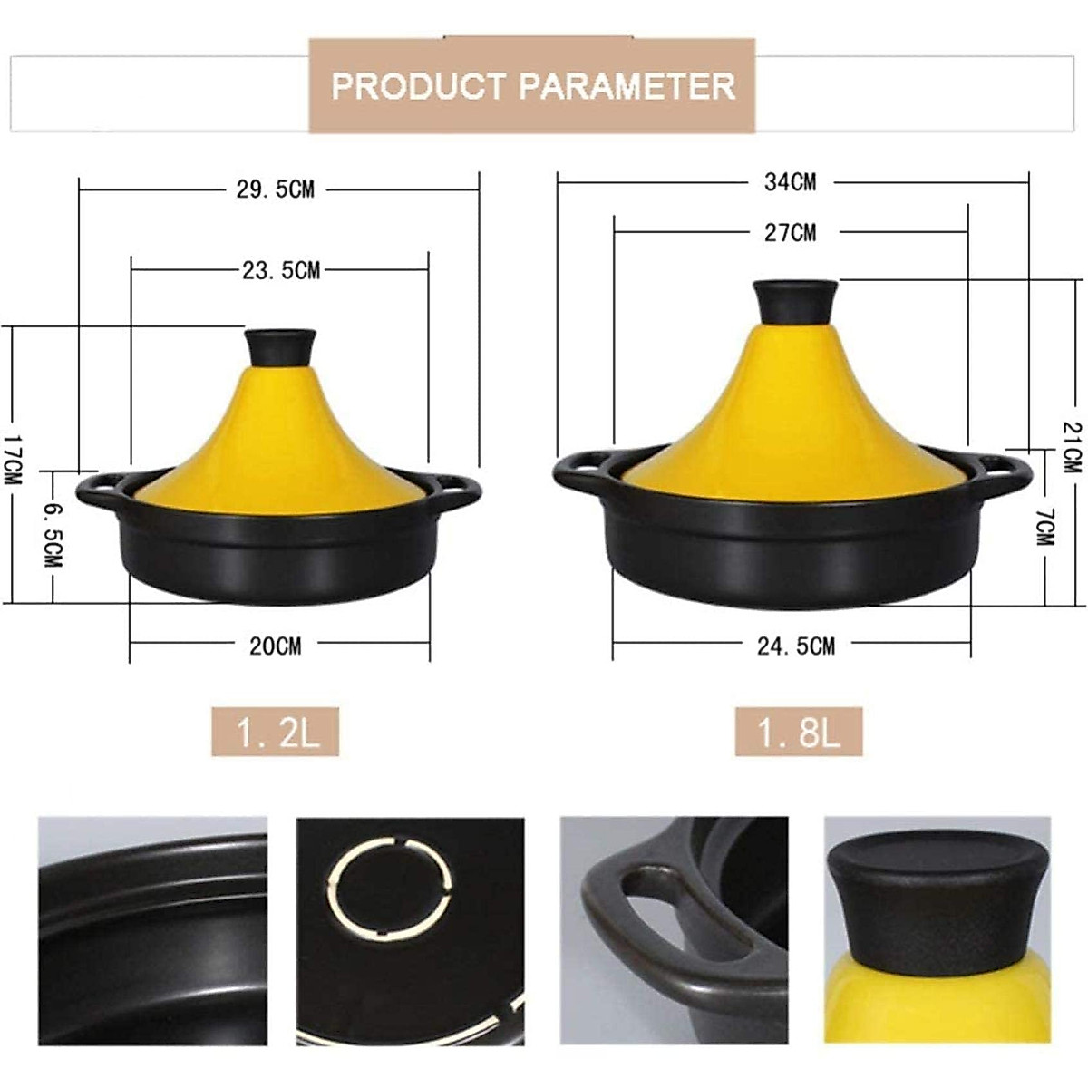 Kitchen Pot Cooking Pot Cooking Pot, Braiser Pan with Ceramic, Tagine Pot Cooking Pot Home Soup Pot Slow Cooker, Multipurpose Use Be applicable compatible for Home Kitchen or Restaurant Ceramic