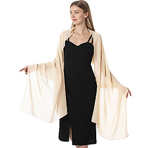 Chiffon Shawls and Wraps for Evening Dresses Women Elegant Soft Scarf Bridal Scarve Wedding Stole(Champagne(chiffon), One Size)
