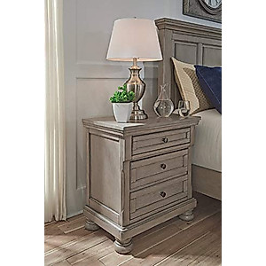 Signature Design by Ashley Lettner Modern Traditional 2 Drawer Nightstand, Light Gray