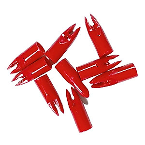 Lamehfyo 50 Pack Archery Arrow Nocks Plastic Nocks Replacement Arrow Tail Glue On 7mm Arrow Shaft Archery Nocks for DIY Arrows End Accessory (Red)