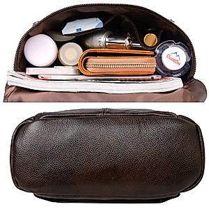 Iswee Genuine Leather Vintage Casual Daypack Backpacks Travel Essentials Anti-theft Work Fashion Backpack Purse for Women (Coffee)