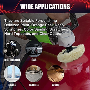 wesleydrill 5PCS 3” Wool Polishing Pad,Polishing Pads Cutting Pads Hook Loop Polishing Pad for Car Buffer Polisher Compounding, Polishing and Waxing