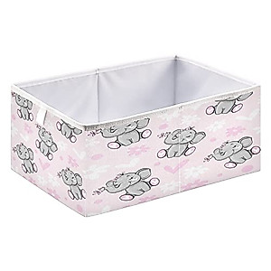 Kigai Cute Elephant Cube Storage Bins - 11x11x11 In Large Foldable Storage Basket Fabric Storage Baskes Organizer for Toys, Books, Shelves, Closet, Home Decor