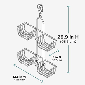 Zenna Home NeverRust Aluminum Hand Held Hose Hanging Shower Caddy Satin, Chrome