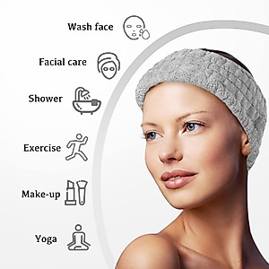2 Pcs Spa Headband for Washing Face Wash Headband Makeup Headband For Washing Face Skincare Headbands for Women Hair Band for Washing Face Facial Headband and Spa Wrap Towel Spa Stuff (Black , Grey)
