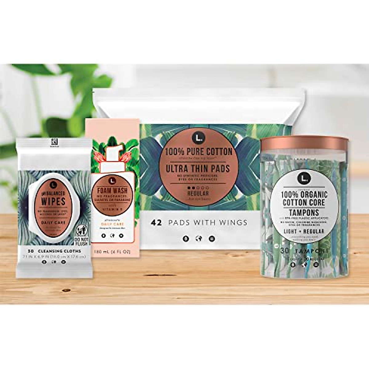 L. Chlorine Free Maxi Pads Extra Long Overnight Absorbency with Wings, Organic Cotton, Free of Chlorine Bleaching, Pesticides, Fragrances, or Dyes, 20 Count