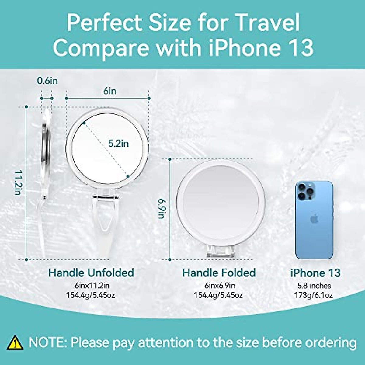 20X Magnifying Mirror, 6 Inch, Two Sided Hand Mirror, 20X/1X Magnification, Folding Makeup Mirror with Handheld/Stand, Use for Makeup Application, Tweezing, and Blackhead/Blemish Removal.
