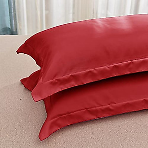 BHT Premium Microfiber Duvet Cover Set – 3 Pieces - Super Soft 1800 Thread Count with Zipper Closure - Fade & Wrinkle Resistant (Red, Queen)