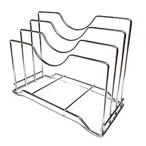 LENITH Cutting Board Rack Chopping Board Organizer Stand Holder Kitchen Countertop Pots Pan Lids Rack Organizer (Medium_Silver Color)