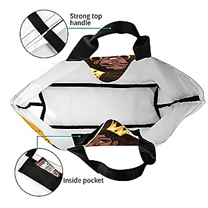 LMSM African American Woman Washable Shopping Bag Afro Black Girl Magic Large Casual Satchel Handbags Beach Bag For Gift Shopping Work