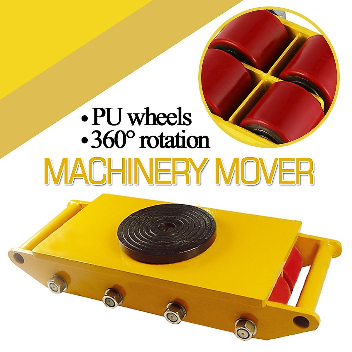 ZXMOTO Machinery Mover with 360 Degree Rotation Cap 12 Ton, 26,455LBs Capacity Industrial Dolly Machinery Skate with 8 Polyurethane Wheels