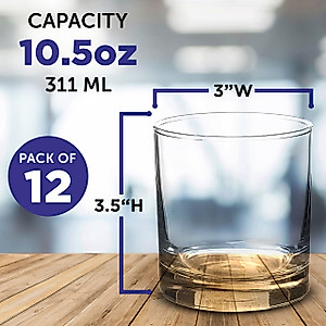DISCOUNT PROMOS Lexington Rocks Whiskey Glass 10.5 oz, Set of 12, Bulk Pack - Perfect for Scotch, Bourbon, Whiskey, Cocktail - Clear