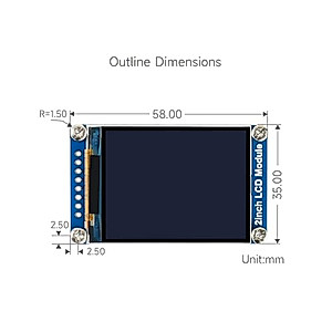 waveshare 2inch LCD Display Module, Compatible with Raspberry Pi/Pi zero/Arduino/Esp32, with ST7789 Driver, 262K Color, IPS Screen, 240×320 Resolution, SPI Interface