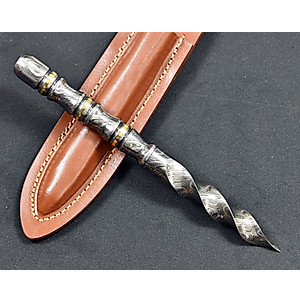 SHOKUNIN USA TriEdge Tactical Dagger - High Carbon Steel Damascus Tri Edge 4.7-inch Blade with Integral Handle - Ideal for Outdoor, Tactical, Survival, and EDC & Sheath