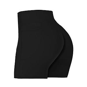 Sunzel 8" / 5" / 3" Biker Shorts for Women with Pockets, High Waisted Yoga Workout Shorts Black Medium