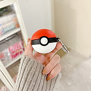 Compatible with Samsung Galaxy Buds2 pro(2022)/Galaxy Buds Live(2020)/Galaxy Buds pro(2021)/Galaxy Buds 2 (2022) Charging Box,Cute 3D Cartoon Poke Ball Earphone case,Soft Silicone Case with Hook
