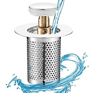 Pop Up Sink Drain Strainer, Anti Clogging Bathtub Drain Stopper, Drain Plug Stopper, Sink Drain Stopper, Washbasin Bathtub Drain for Lavatory, Anti Clogging Bathroom Hair Catcher for Shower Drain