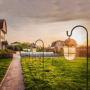 MIXXIDEA Heavy Duty Garden Shepherds Hooks for Outdoor, Premium Metal Shepherds Hooks, Height Adjustable Bird Feeder Hanger, Hanging Basket Hooks 37” Inch Tall Hanging Plant Hooks (Pack of 4)