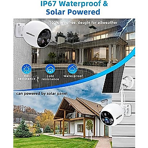 WESECUU Solar Security Cameras Wireless Outdoor, 2K 2.4GHz WiFi Cameras for Home Security Outside Battery Powered with Motion Detection Spotlight Siren Alarm Night Vision Two Way Audio Cloud/SD