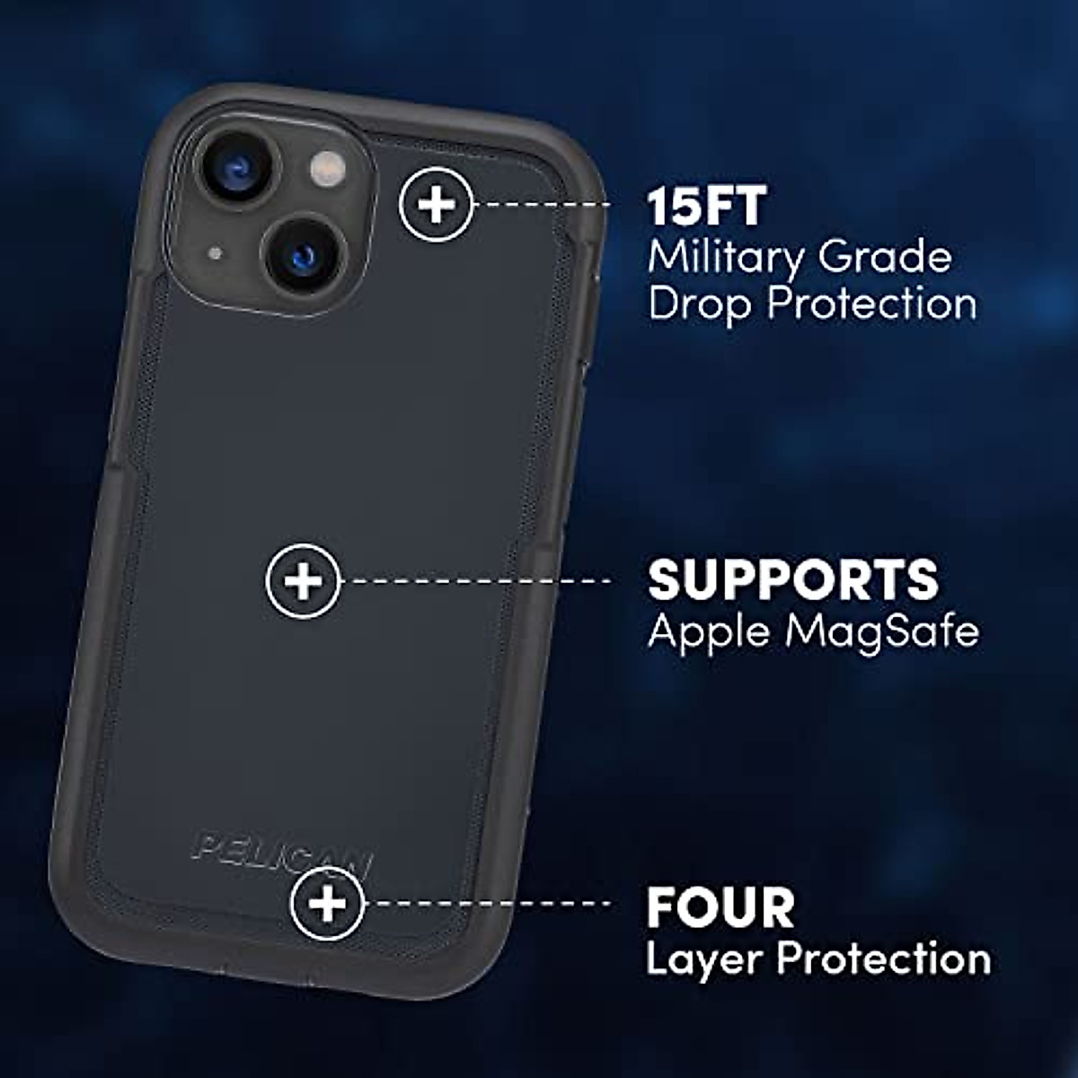 Pelican Voyager Series - iPhone 13 Case [Compatible with MagSafe] [Anti-Scratch] Magnetic Phone Case with Belt Clip Holster Kickstand [18FT MIL-Grade Drop Protection] Heavy Duty Rugged Cover - Black