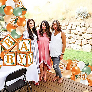 Sinasasspel Little Cutie Baby Shower Decorations Orange Balloon Boxes 1st Birthday Party Backdrop Supplies Including Clementine Party Boxes Block Orange Peach Latex Balloons Eucalyptus Leaves Ivy