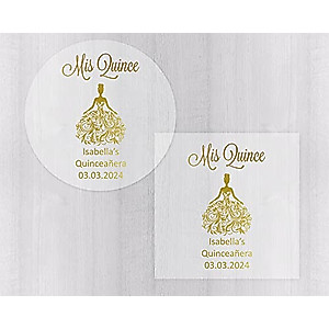 Mis Quince Stickers, Clear Quinceañera Labels, Transparent Labels/Stickers (#027-CF)