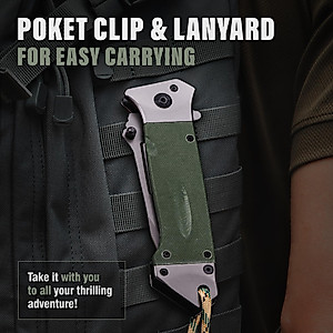 Pocket Knife Spring Assisted Knife - Folding Tactical Knives Japanese Tanto Blade Knives - Ninja Assisted Opening Knife - Best for Camping Hiking EDC Work Knife Birthday Christmas Gifts for Men 6688