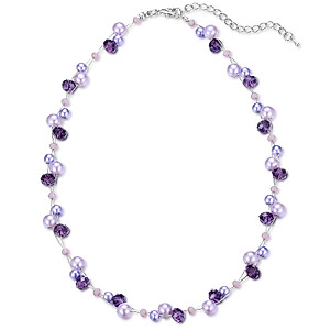 Short Beaded Turquoise Necklace For Women - Fashion Jewelry with Pearl and Crystal Bead, Birthday Gifts For Women (27-Purple)