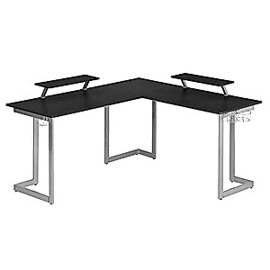 Techni Sport Warrior L-Shaped Gaming Desk with MDF Panel, Computer Desk with Scratch Rust Resistance Steel Frame, Black