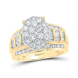 10kt Yellow Gold Round Diamond Oval Bridal Wedding Engagement Ring 2 Cttw