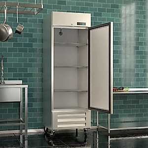 27 5/8 Inch AP-23F 20 Cu. Ft Commercial Freezer, Single Door Stainless Steel Reach-in Freezer with 3 Adjustable Shelves for Restaurants, -8°F – 0°F