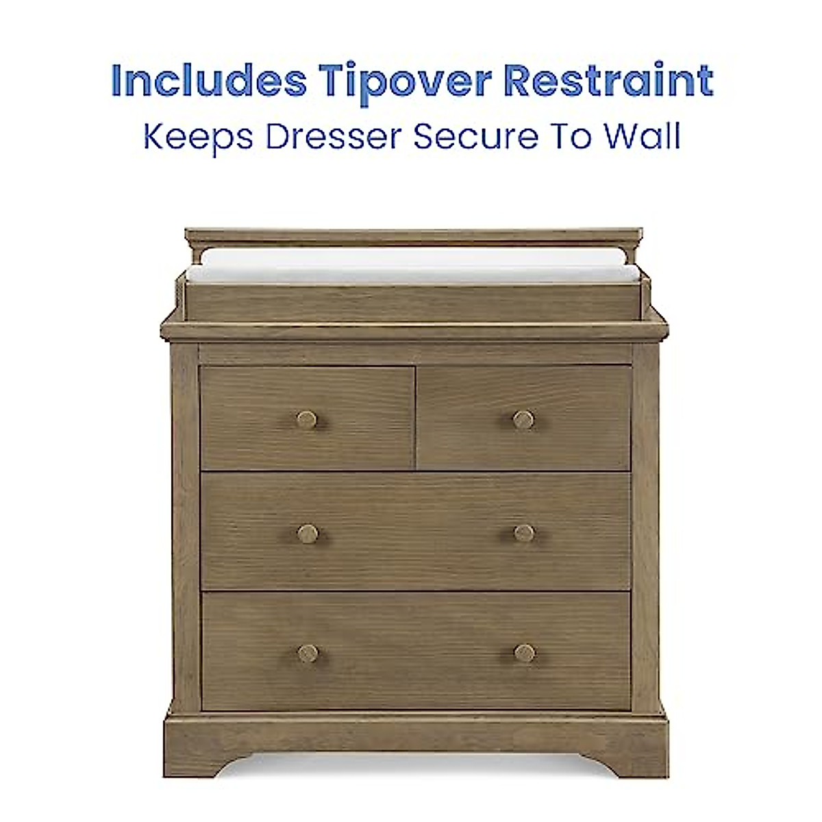 Simmons Kids Paloma 4 Drawer Dresser with Changing Top and Interlocking Drawers - Greenguard Gold Certified, Rustic Acorn