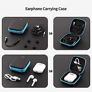 Earbuds Case, SUNGUY【5Pack】 Portable Small Earbud Carrying Case Storage Bag with Carabiner Clip for Earphone, Earbud, Earpieces, SD Memory Card, Camera Chips