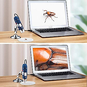 Bysameyee HD 2MP USB Microscope, 40X to 1000X Magnification Digital Microscope Camera Inspection Endoscope with Upgraded Metal Stand, Compatible with Windows 7 8 10, Mac, Linux, OTG Android Phones