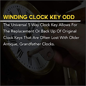 Brass Blessing : 5 Prong Brass Clock Key for Winding Clocks, ODD Numbers, 1 Piece (5023)