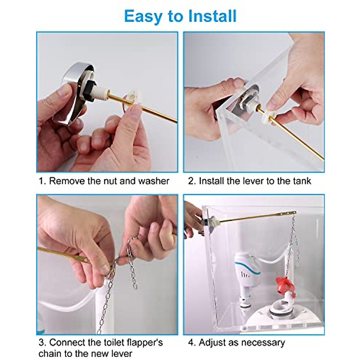 Hibbent 2 Pack Flush Tank Lever Compatible with TOTOTHU004-CP Trip Lvr for St701Cst854884, Toilet Trip Lever in Polished Chrome