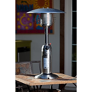 Fire Sense 60262 Portable Patio Heater Outdoor Tabletop Lightweight Propane 10,000 BTU Auto-Shutoff Valve CSA Approved - Stainless Steel
