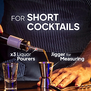 Alonino Bartender Cocktail Kit & Smoking Kit - Bartender Kit & Cocktail Shaker, Whiskey & Cocktail Shaker Set - Whiskey Smoker Cocktail Set for Drinks, Old Fashioned Cocktail Smoker - 21 Piece Bar Set